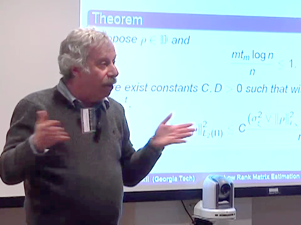 Vladimir Koltchinskii on Low Rank Matrix Estimation | University of ... Vladimir Koltchinskii on Low Rank Matrix Estimation | University of ...